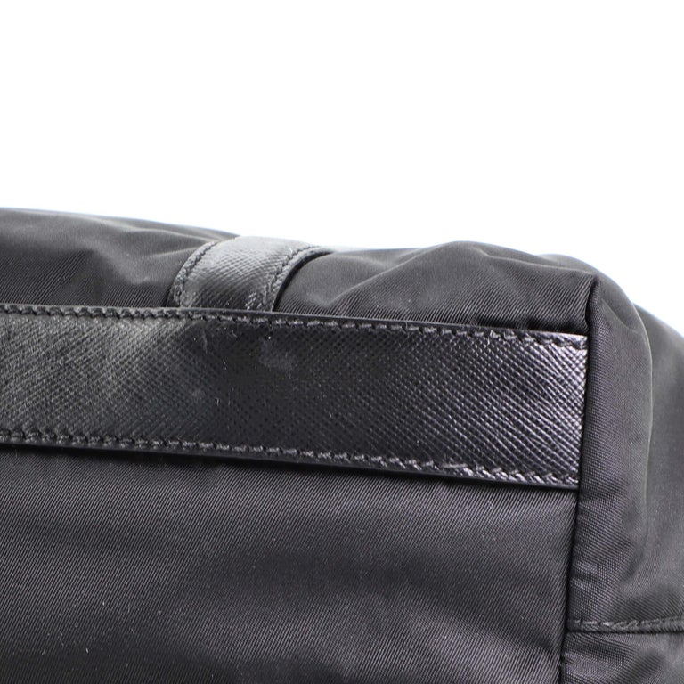 Prada Front Pocket Zip Tote Tessuto with Leather Small For Sale at 1stDibs