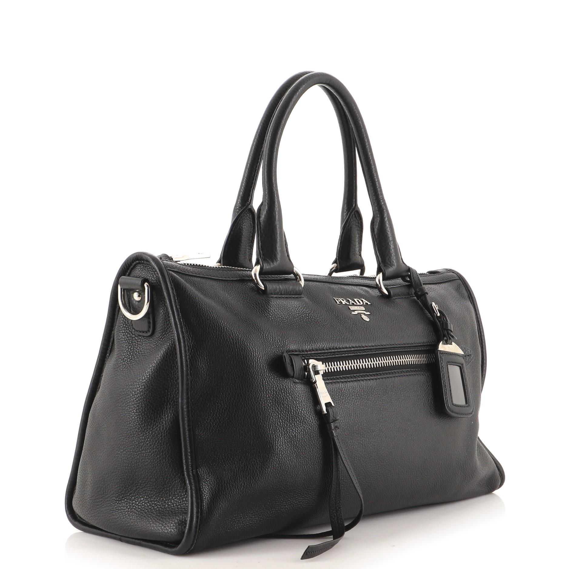 Prada Front Zip Convertible Satchel Vitello Phenix Medium at 1stDibs