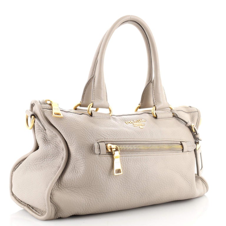 Prada Front Zip Convertible Satchel Vitello Phenix Medium For Sale at ...