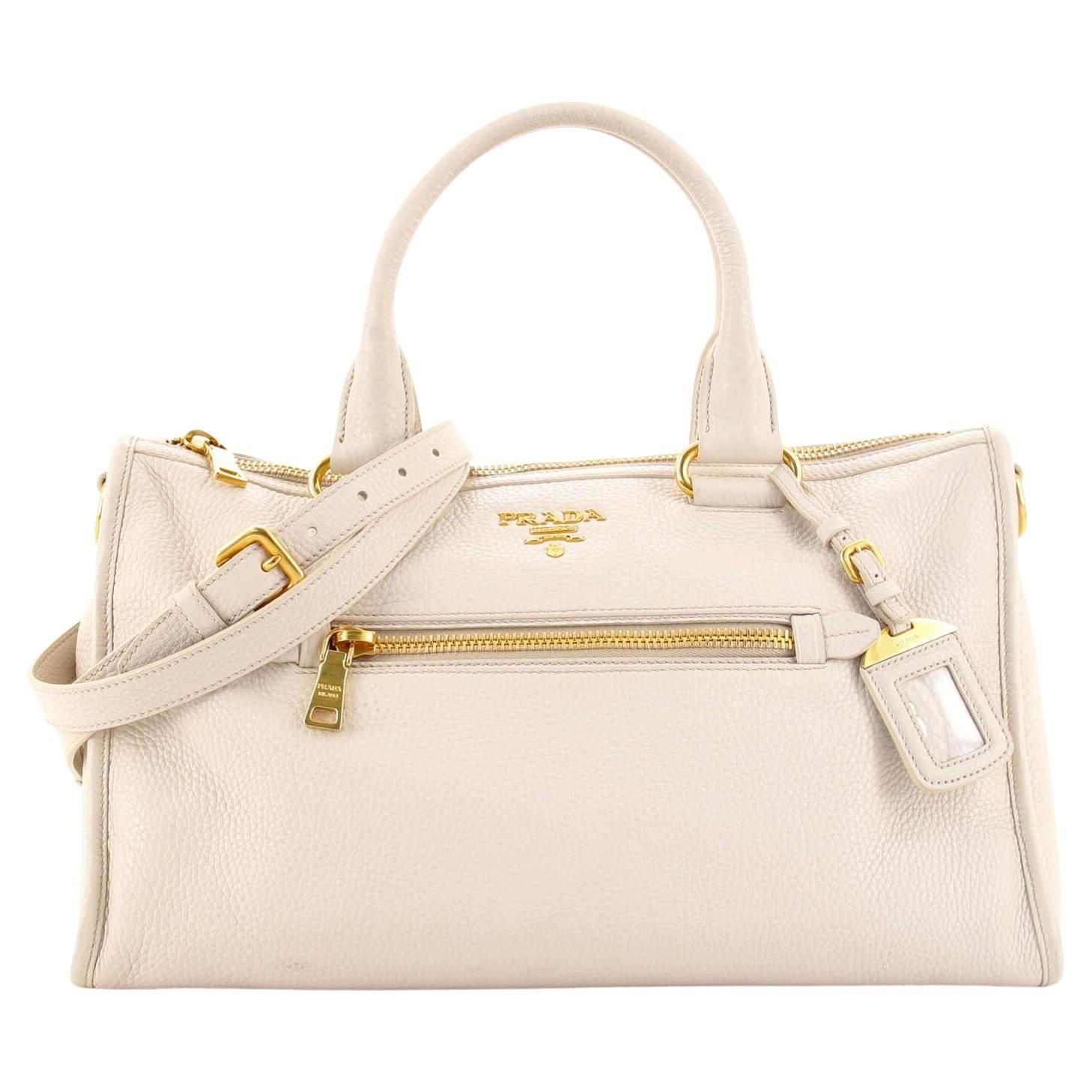 Prada Off White Saffiano Leather Mini Promenade Crossbody Bag For Sale ...