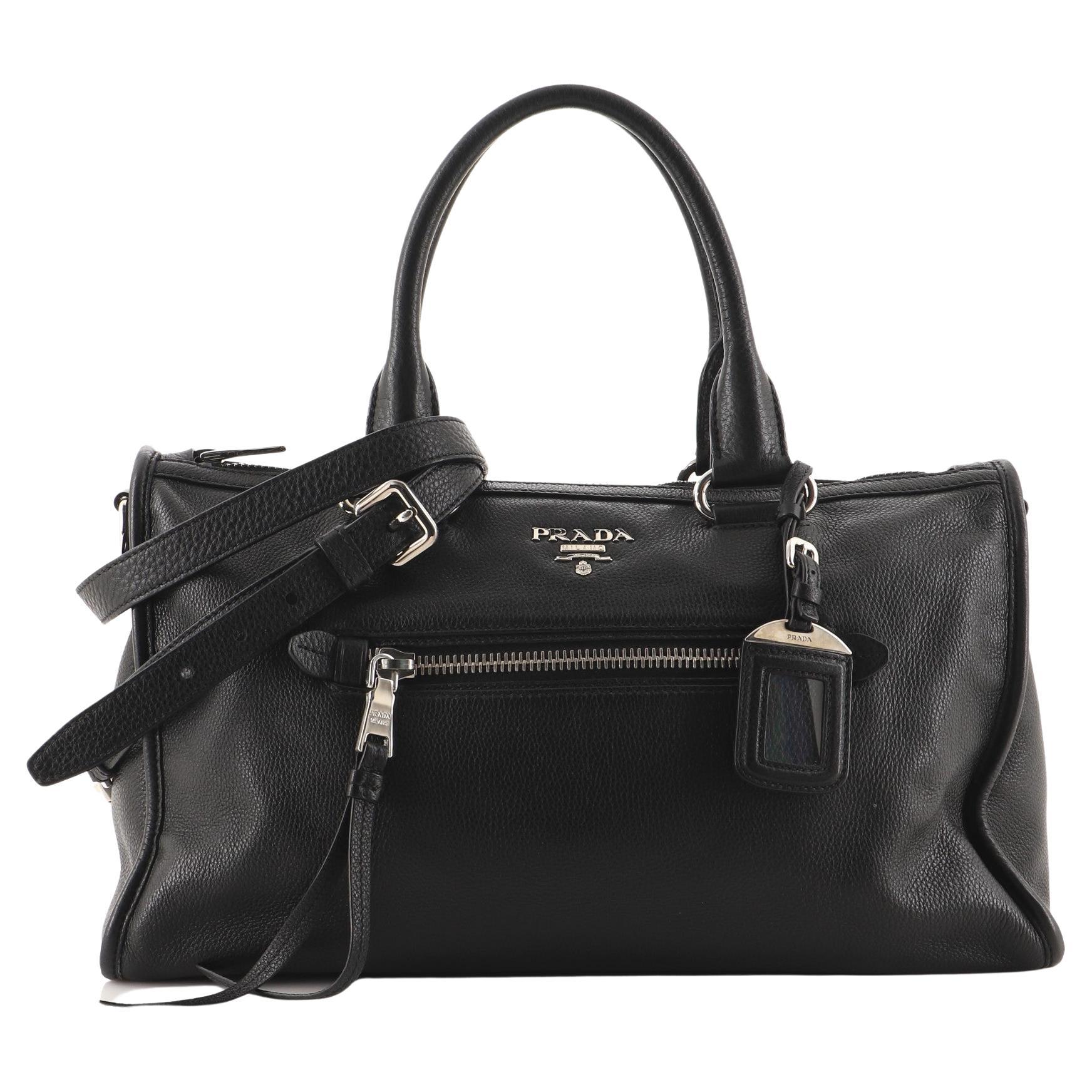 Prada Front Zip Convertible Satchel Vitello Phenix Medium at 1stDibs