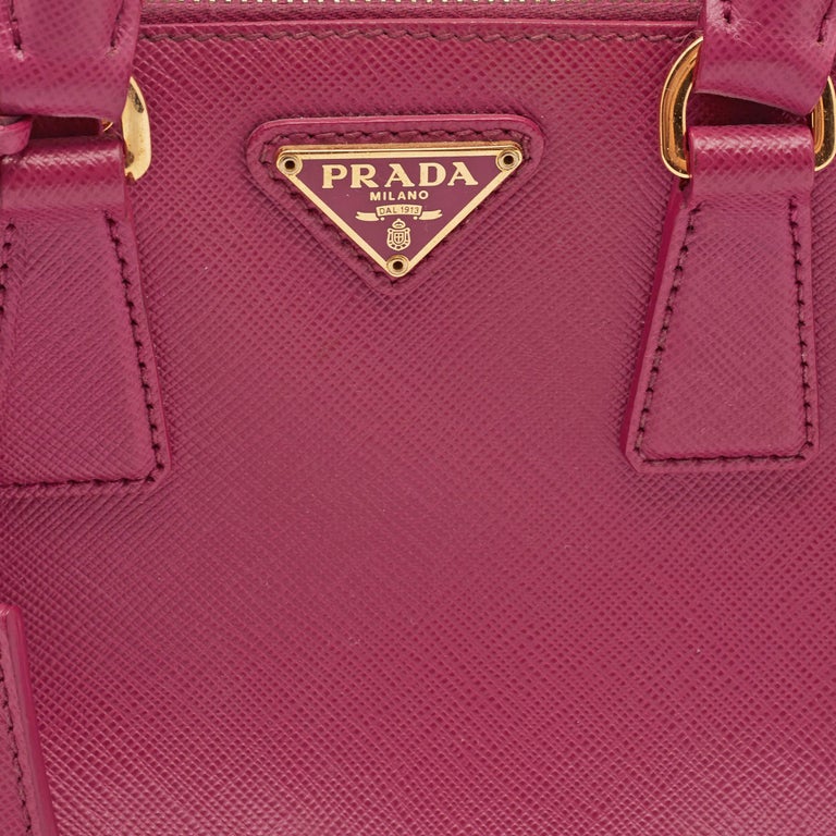 Prada Fuchsia Saffiano Lux Leather Mini Galleria Tote For Sale at 1stDibs