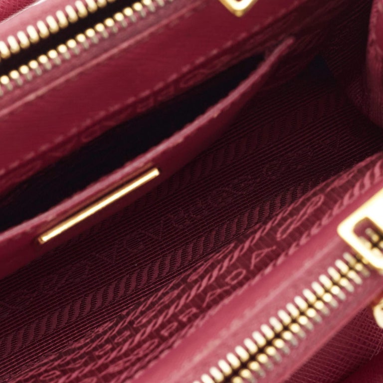 Prada Fuchsia Saffiano Lux Leather Mini Galleria Tote For Sale at 1stDibs