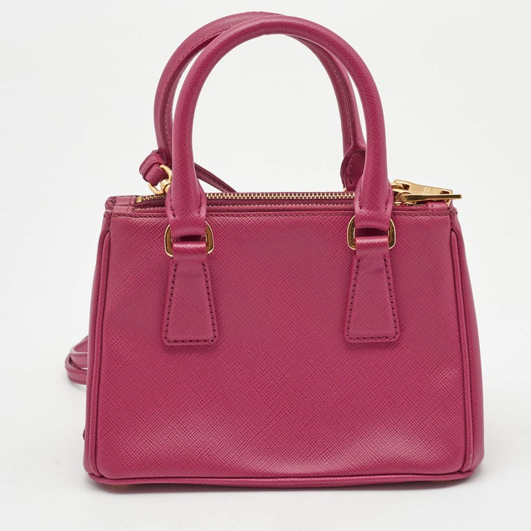 Prada Fuchsia Saffiano Lux Leather Mini Galleria Tote For Sale at 1stDibs