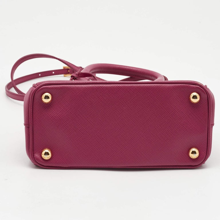 Prada Fuchsia Saffiano Lux Leather Mini Galleria Tote For Sale at 1stDibs