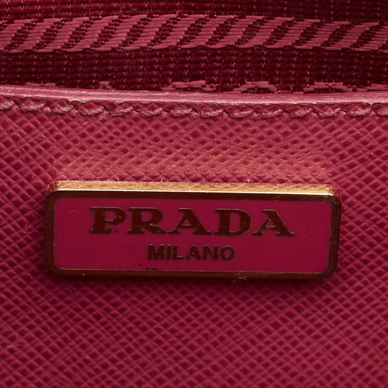 Prada Fuchsia Saffiano Lux Leather Mini Galleria Tote For Sale at 1stDibs
