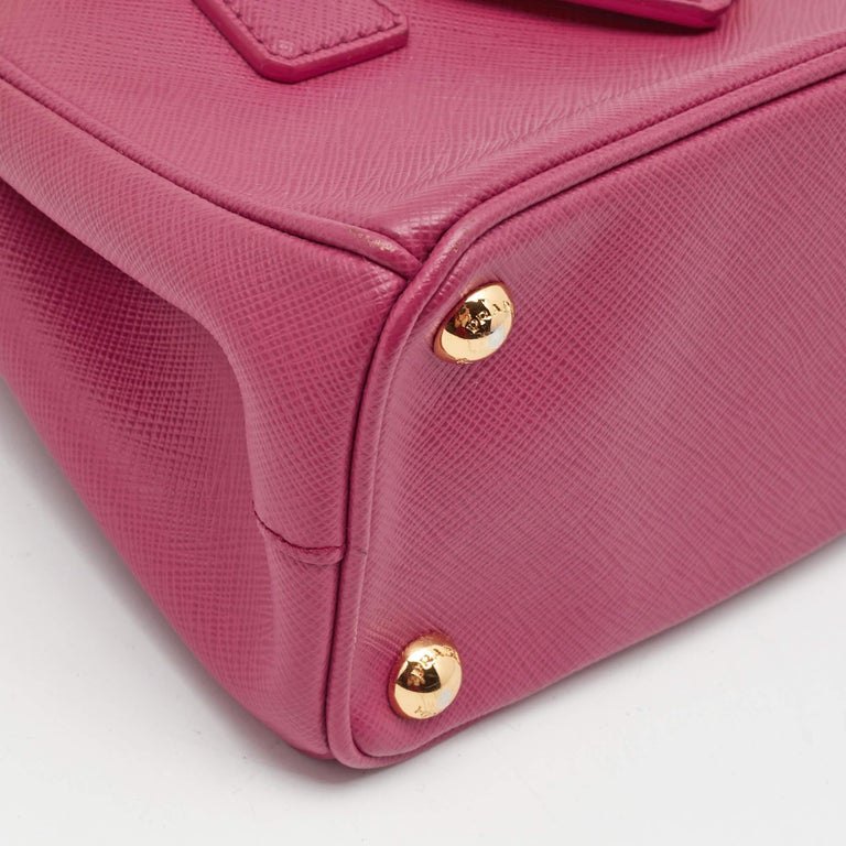 Prada Fuchsia Saffiano Lux Leather Mini Galleria Tote For Sale at 1stDibs