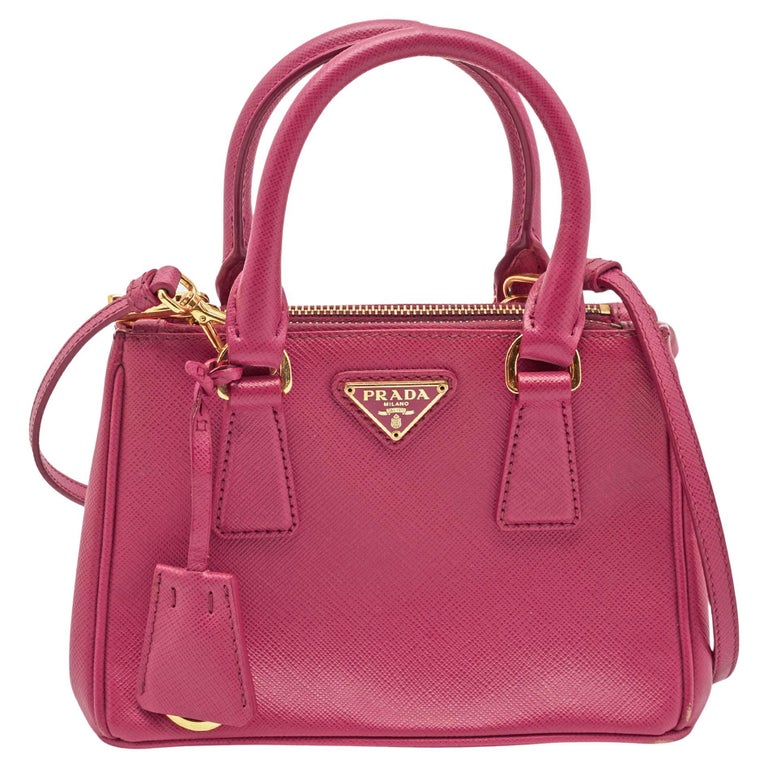 Prada Fuchsia Saffiano Lux Leather Mini Galleria Tote For Sale at 1stDibs