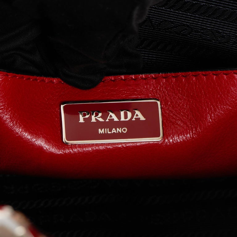 Prada FUOCO GLACE CALFSKIN LEATHER TWIN POCKET DOUBLE HANDLE TOTE For ...
