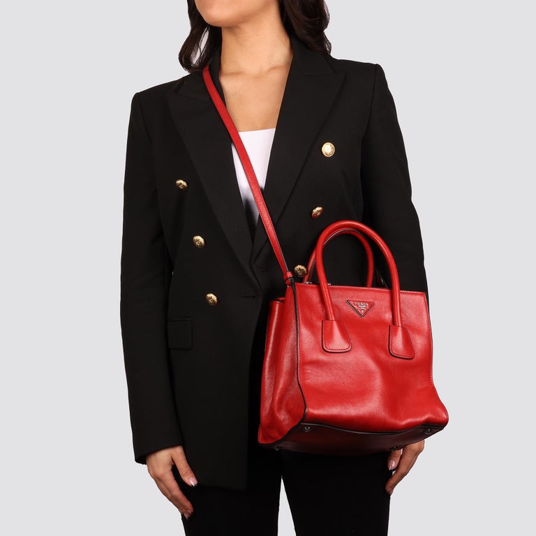 Prada FUOCO GLACE CALFSKIN LEATHER TWIN POCKET DOUBLE HANDLE TOTE For ...