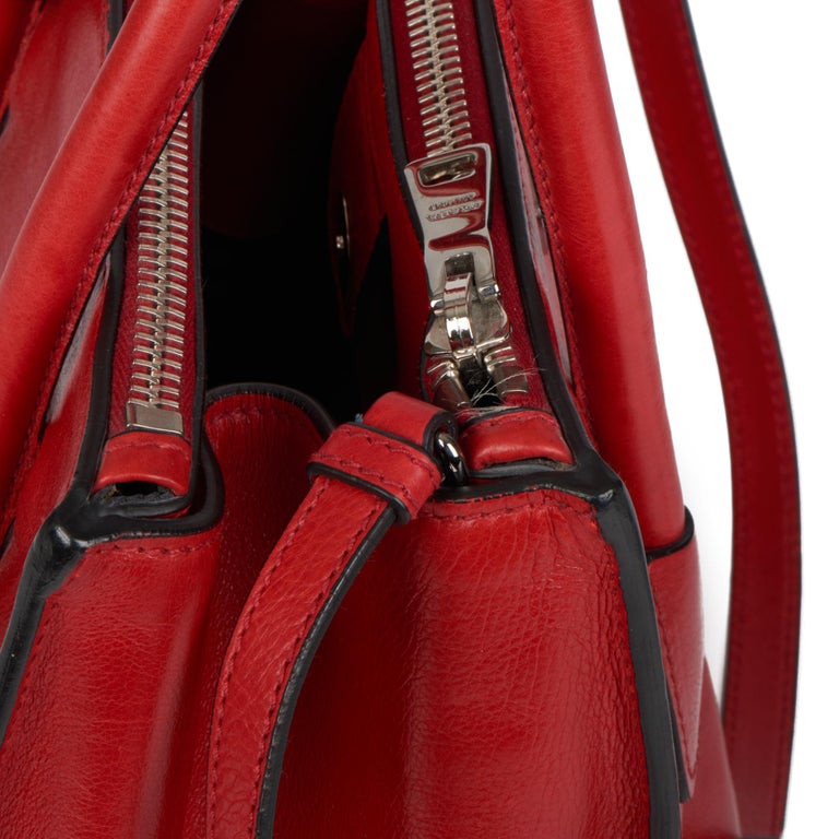 Prada FUOCO GLACE CALFSKIN LEATHER TWIN POCKET DOUBLE HANDLE TOTE For ...