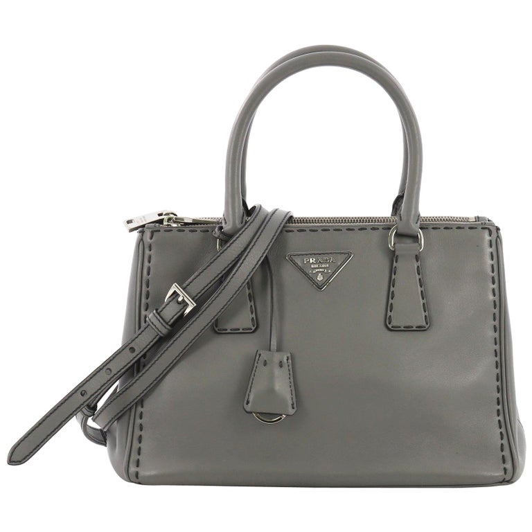 Prada Galleria Double Zip Tote Stitched City Calfskin Small at 1stDibs