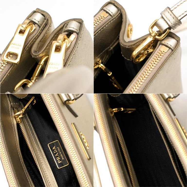 Prada Galleria Mini Saffiano Gold Tone Leather Bag - New Season mini at ...