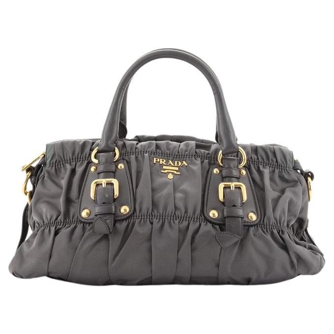 Prada Floral Print Signature Saffiano Leather Satchel With Shoulder ...