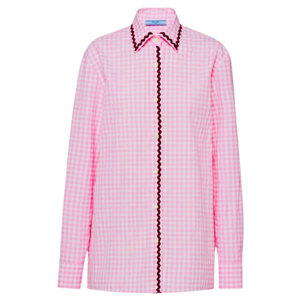 Prada Gingham-Check Cotton Shirt For Sale at 1stDibs