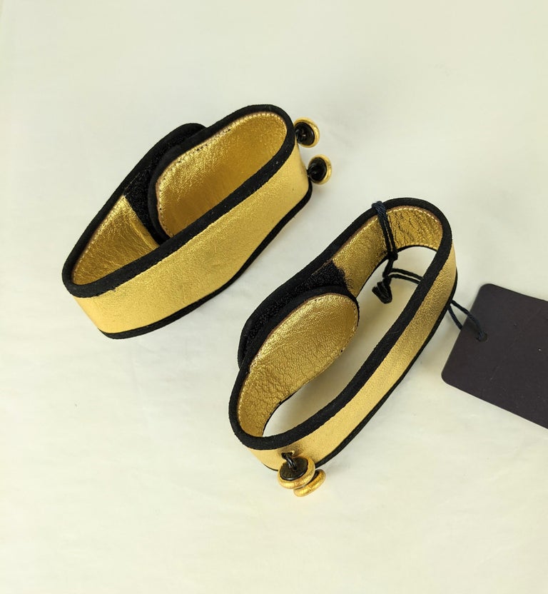 Prada Gold Leather and Suede Cuff Bracelets For Sale at 1stDibs