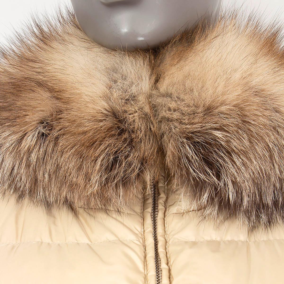 PRADA gold nylon FUR TRIM DOWN PUFFER PARKA Coat Jacket 44 L at 1stDibs ...