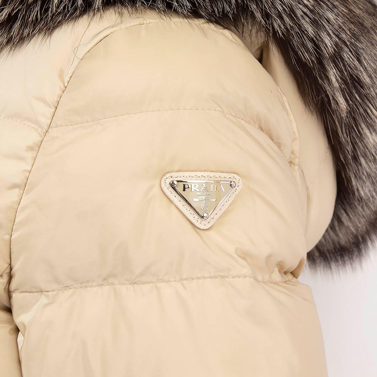 PRADA gold nylon FUR TRIM DOWN PUFFER PARKA Coat Jacket 44 L at 1stDibs ...