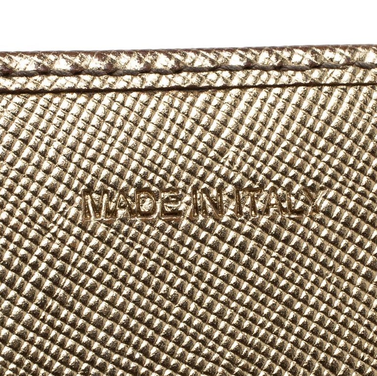 Prada Gold Saffiano Lux Leather Long Flap Wallet For Sale at 1stDibs ...