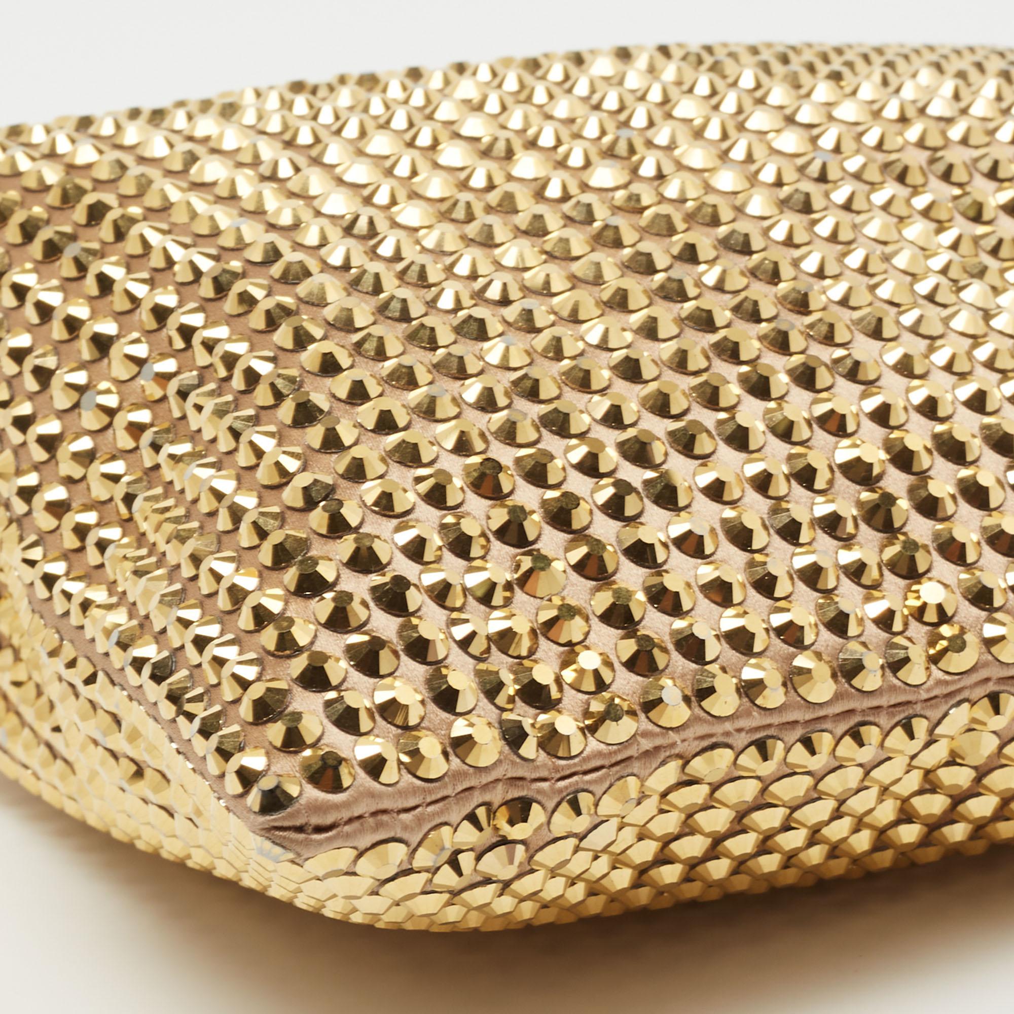 Prada Gold Satin Crystal Embellished Crossbody Bag at 1stDibs