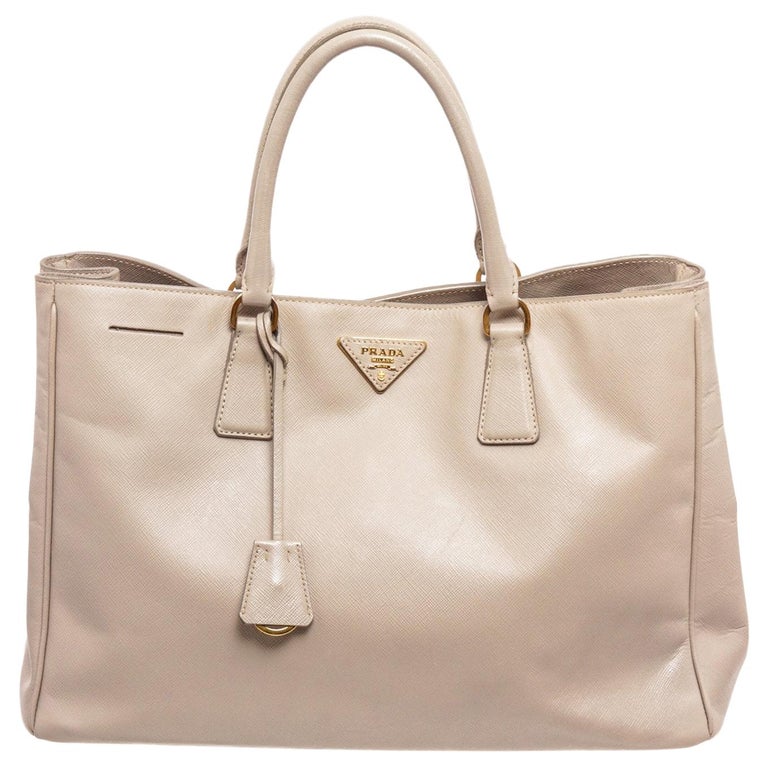 Prada Gray Saffiano Leather Tote Bag at 1stDibs