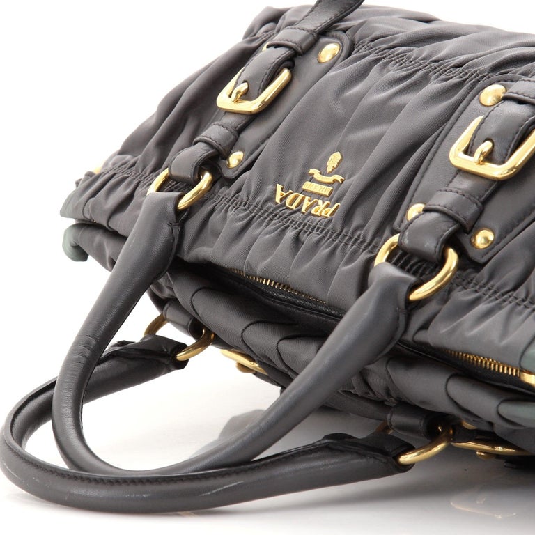 Prada Gray Tessuto Nylon Gaufre Convertible Medium Satchel Bag For Sale ...