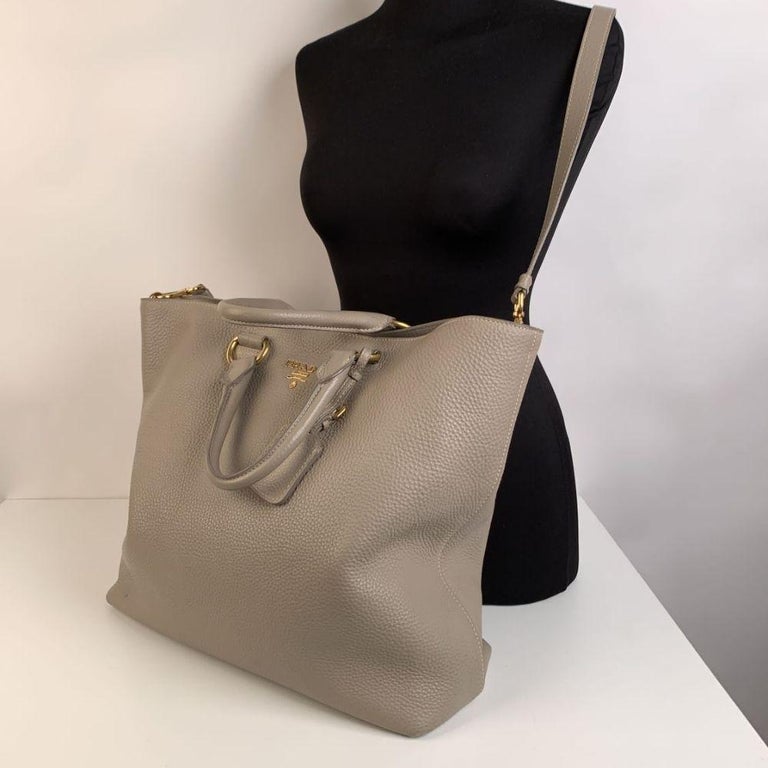 Prada Gray Vitello Daino Leather 2 Way Tote Shoulder Bag BN1713 For ...