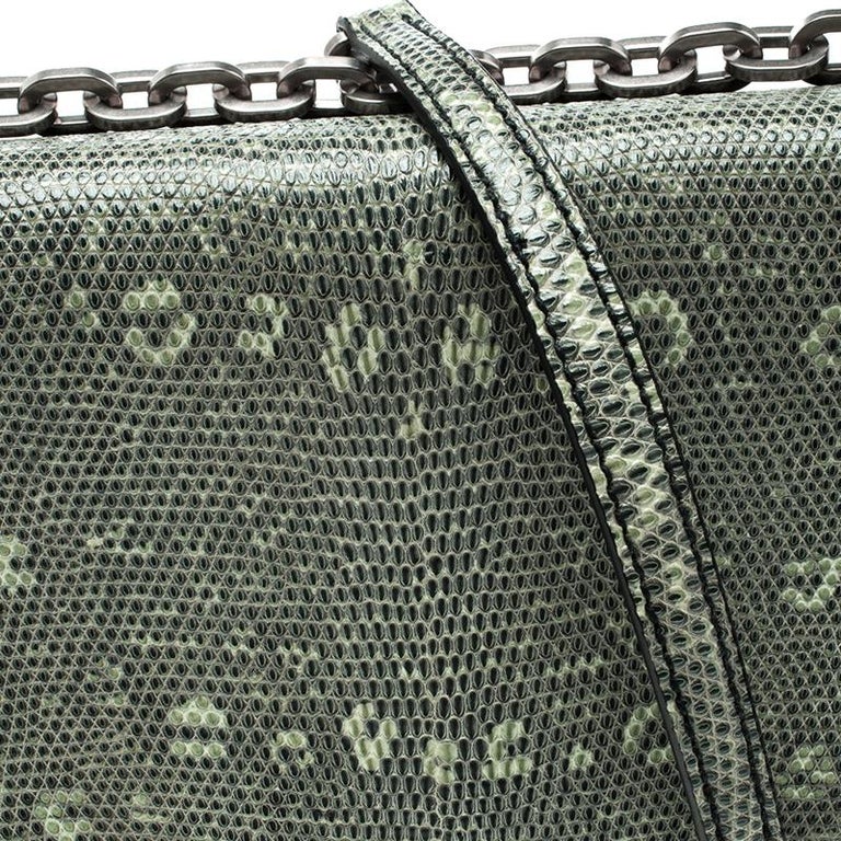 Prada Green Green/Black Nylon and Lizard Shoulder Bag For Sale at 1stDibs