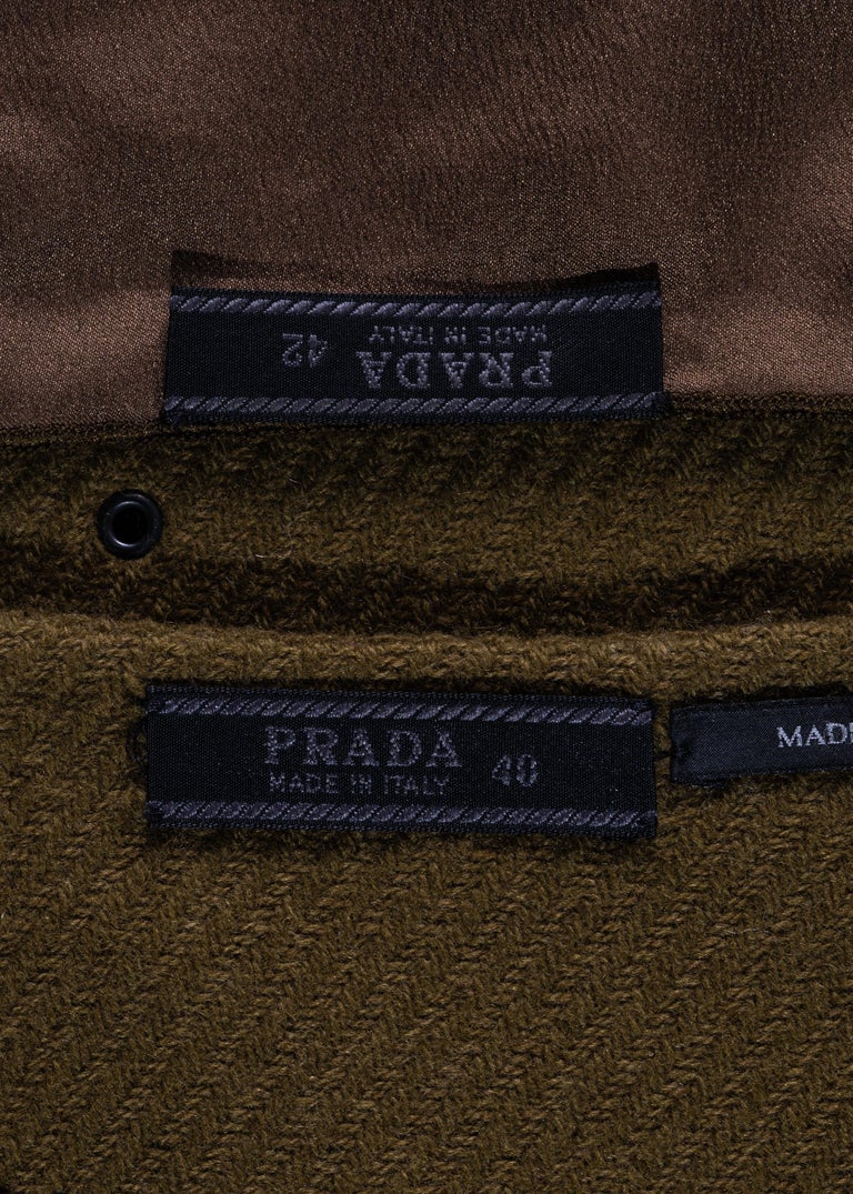 Prada green jewelled silk organza and wool skirt suit, fw 1999 at 1stDibs