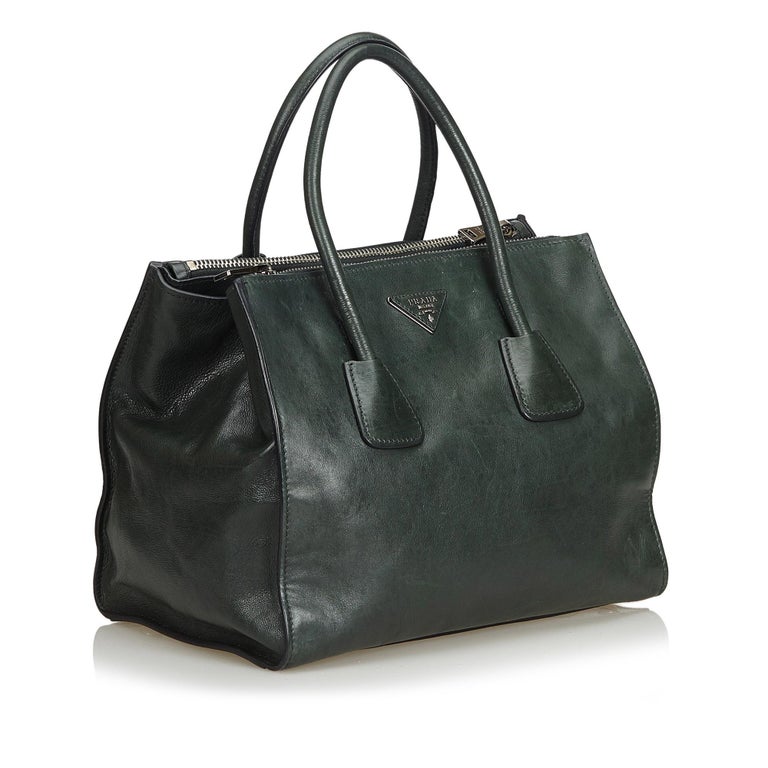 Prada Green Leather Satchel at 1stDibs