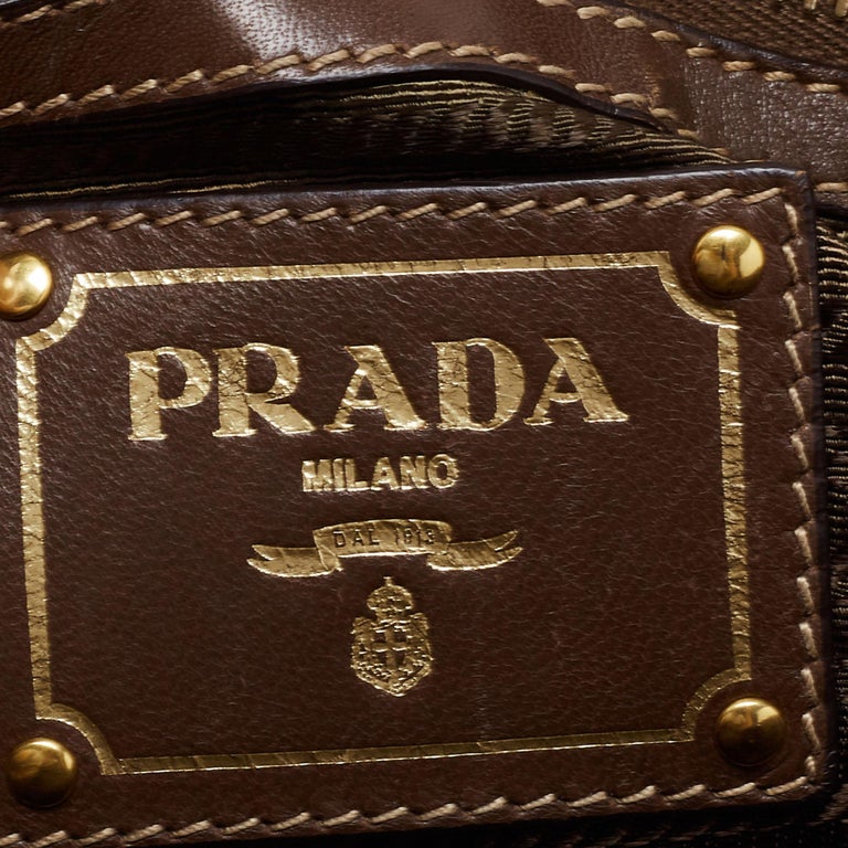 Prada Green Logo Nylon and Leather Satchel For Sale at 1stDibs