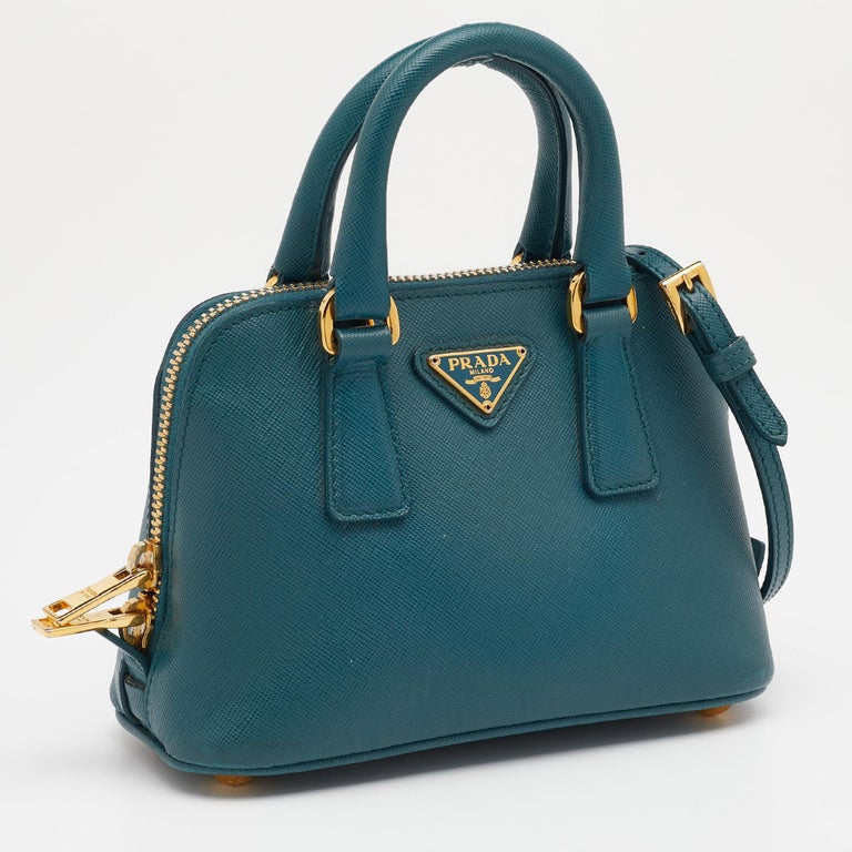 Prada Green Saffiano Leather Mini Promenade Satchel For Sale at 1stDibs