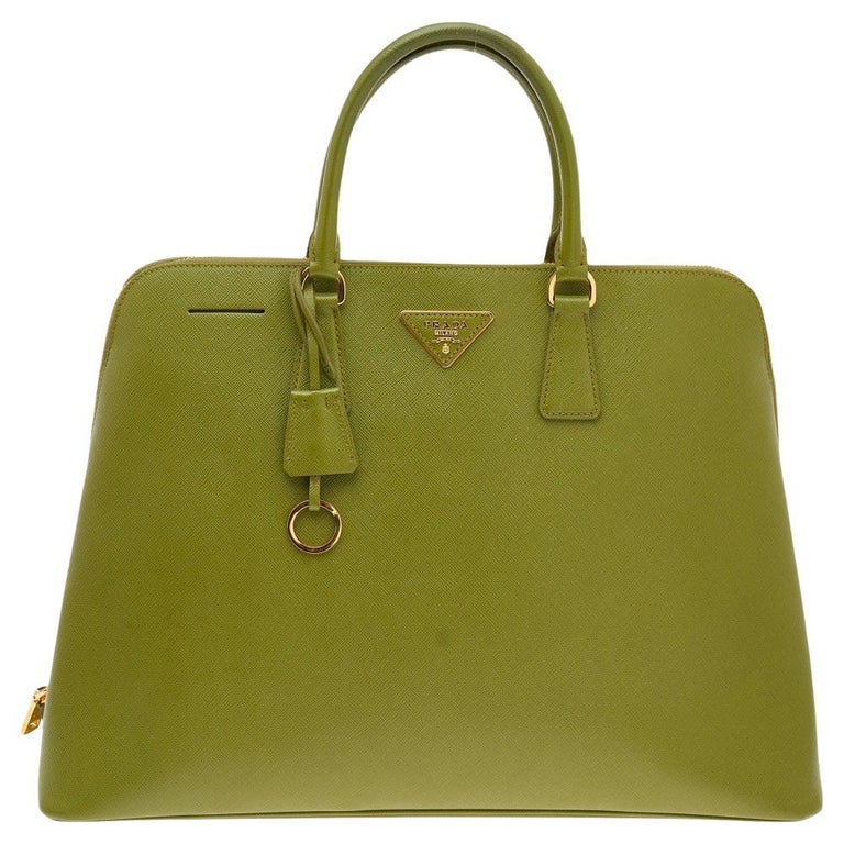 Prada Green Saffiano Leather Promenade XL Top Handle Bag For Sale at ...