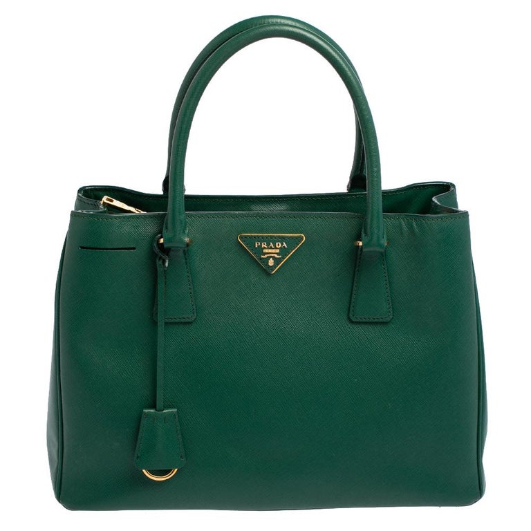 Prada Green Saffiano Lux Leather Medium Galleria Tote at 1stDibs