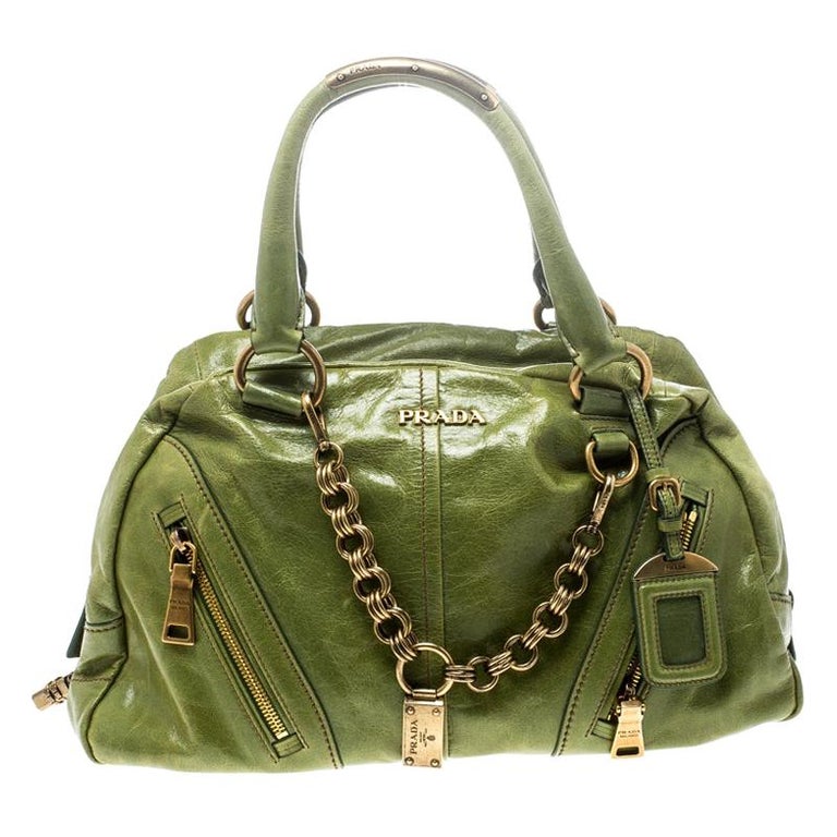 Prada Green Vitello Shine Leather Bowler Bag For Sale at 1stDibs ...
