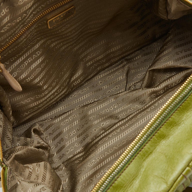 Prada Green Vitello Shine Leather Chain Link Bowler Bag at 1stDibs