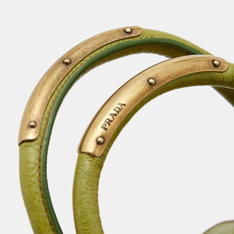 Prada Green Vitello Shine Leather Chain Link Bowler Bag at 1stDibs