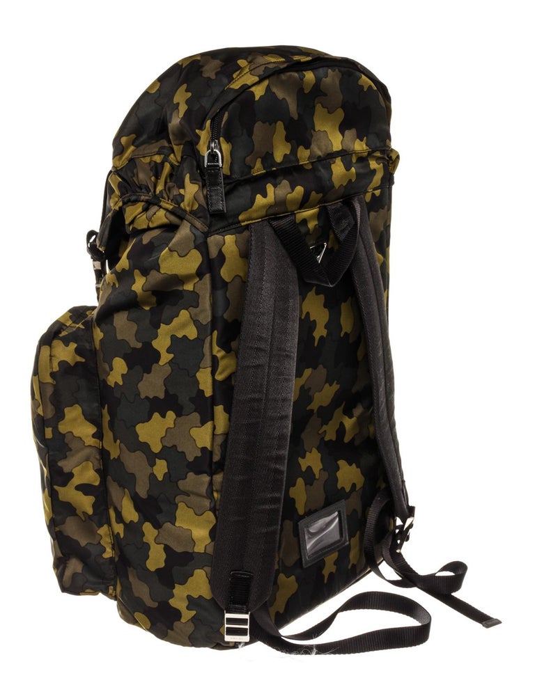 Prada Green Yellow Multicolor Camo Tessuto Nylon Double Pocket Buckle ...