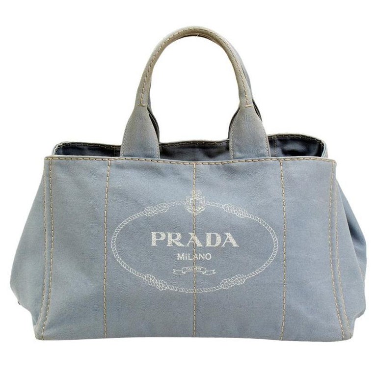 Prada Grey Canvas Tote Bag For Sale at 1stDibs | prada canvas tote