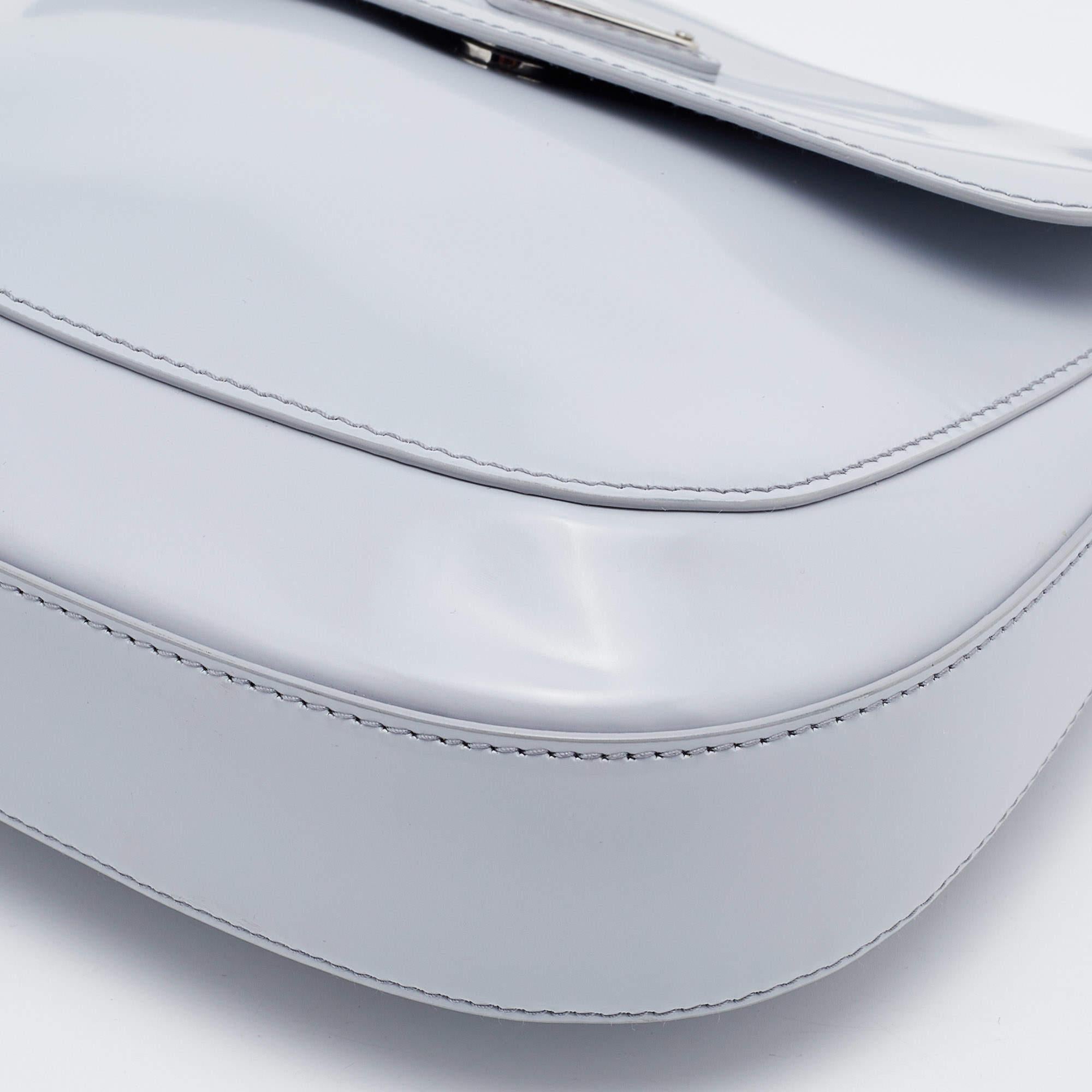 Prada Grey Leather Flap Cleo Hobo For Sale at 1stDibs
