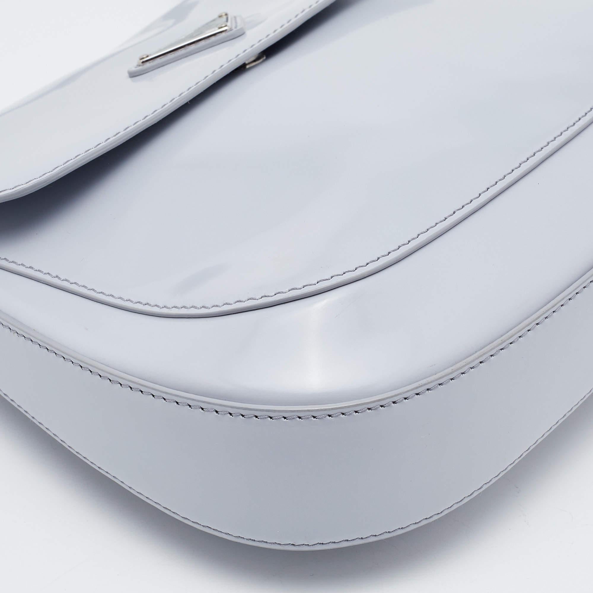 Prada Grey Leather Flap Cleo Hobo For Sale at 1stDibs