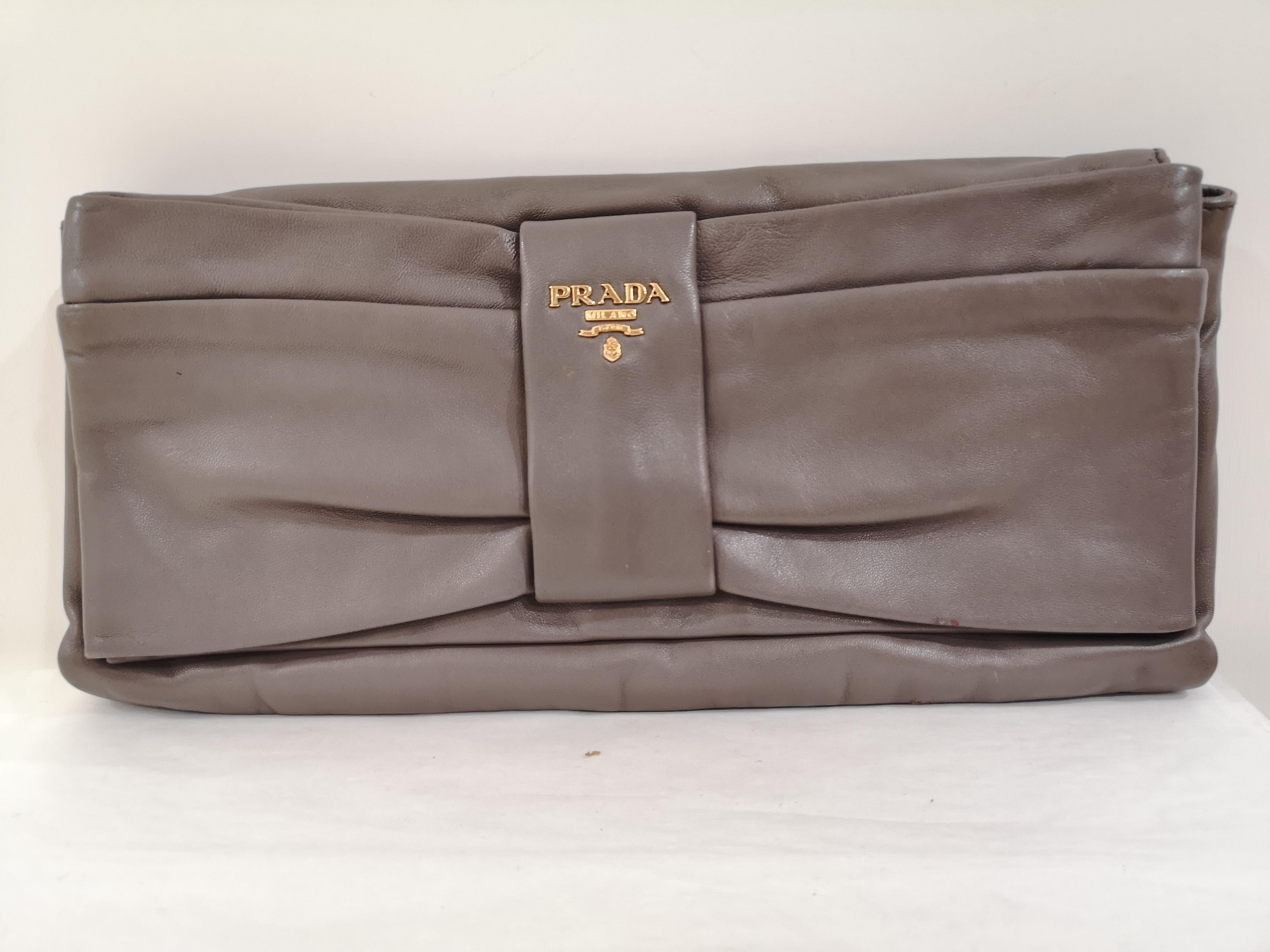 Prada grey leather pochette For Sale at 1stDibs | prada satin pochette ...
