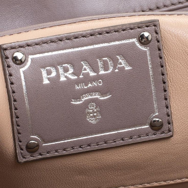 Prada Grey Leather Push Lock Satchel at 1stDibs