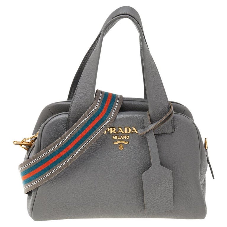 Prada Grey Leather Handbag at 1stDibs
