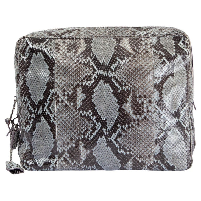 PRADA grey PYTHON LARGE Clutch Bag For Sale at 1stDibs