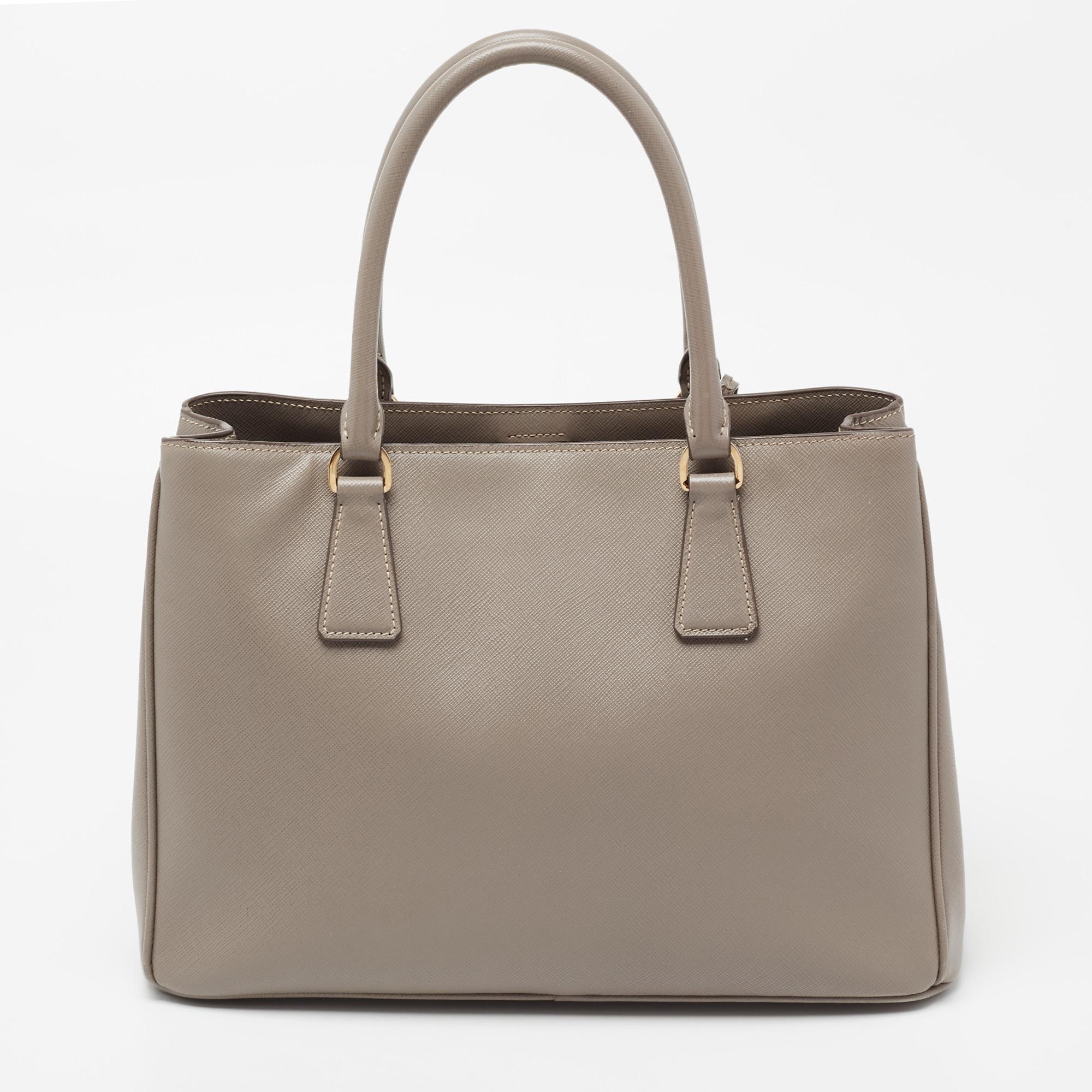 Prada Grey Saffiano Leather Galleria Tote at 1stDibs