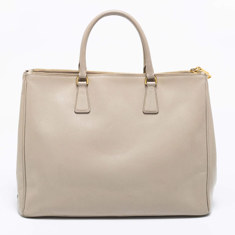 Prada Grey Saffiano Lux Leather Executive Galleria Tote at 1stDibs
