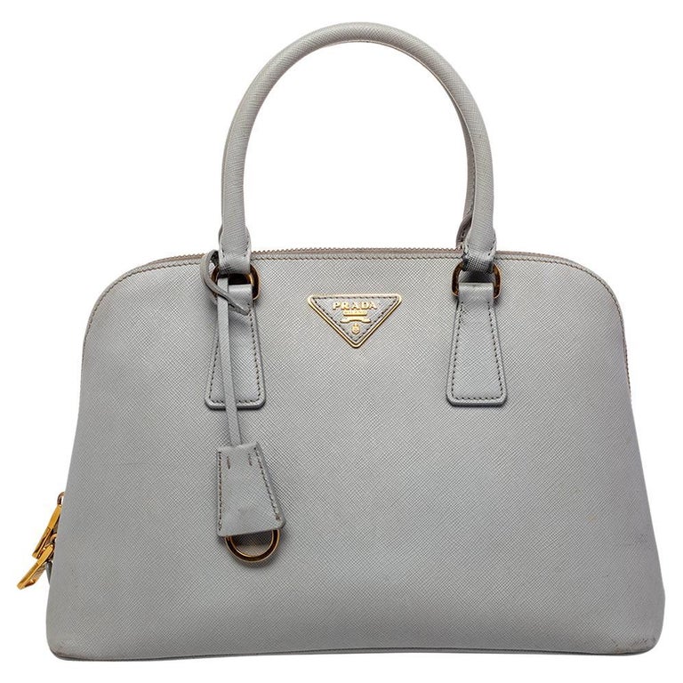 Prada Grey Saffiano Lux Leather Small Promenade Satchel at 1stDibs