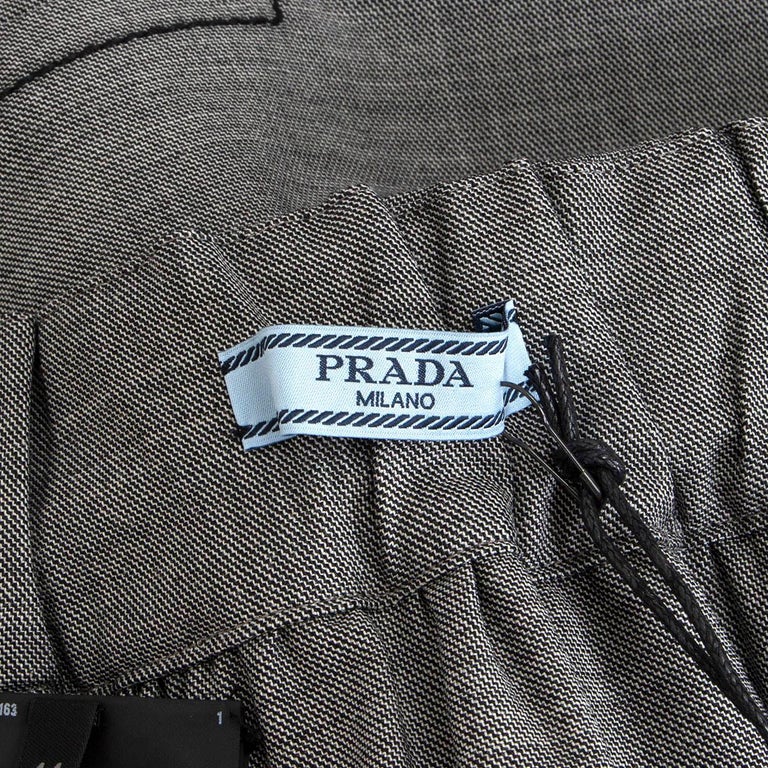 PRADA grey wool 2017 PLEATED GABERDINE VELCRO WRAP Skirt 44 L For Sale ...