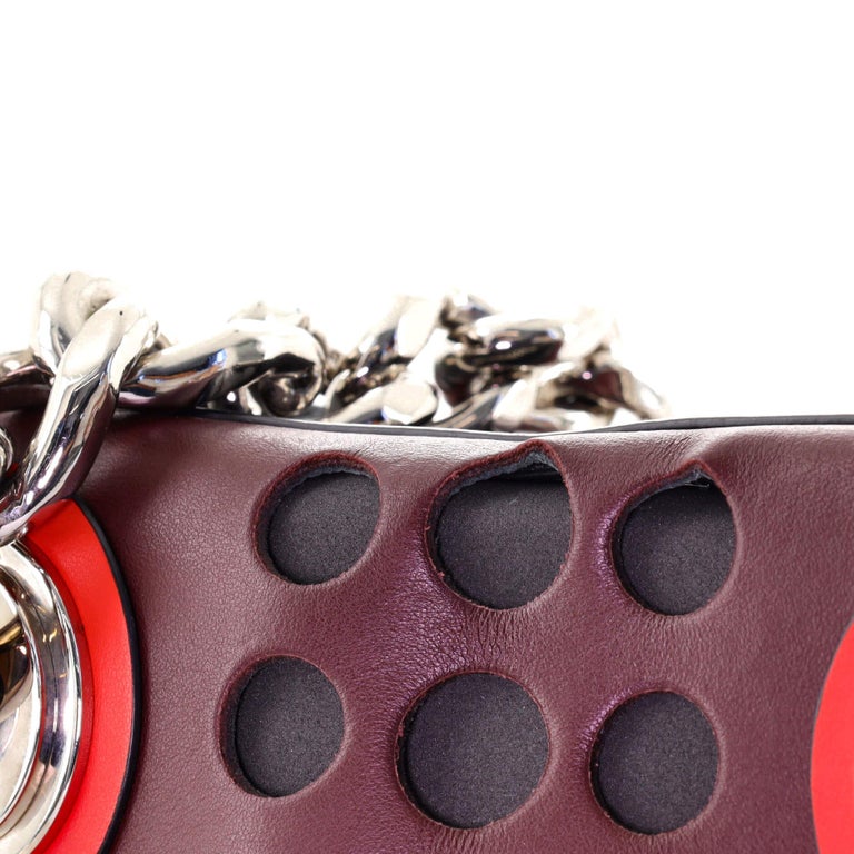 Prada Grommet Chain Shoulder Bag Perforated Leather Medium For Sale at ...